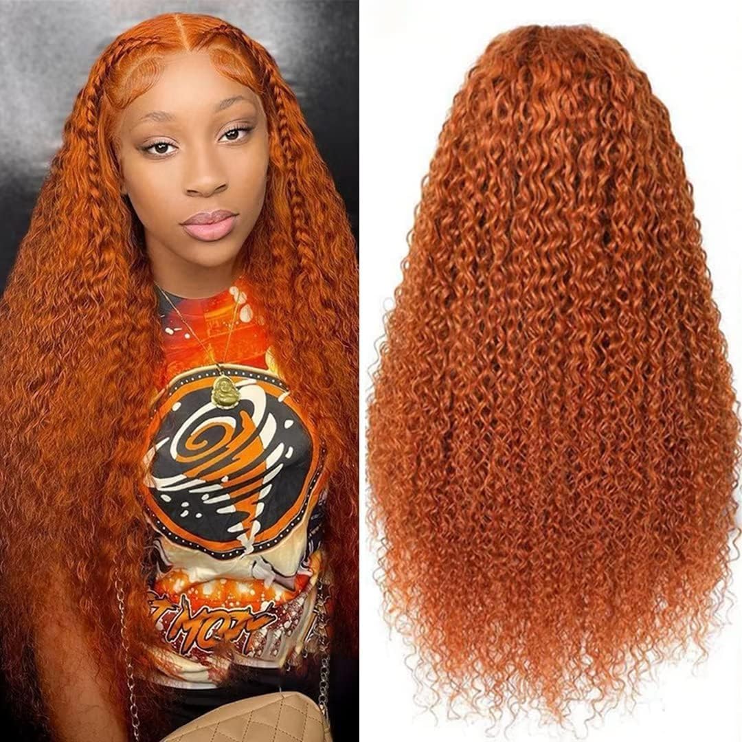 Moonhair Ginger Water Wave Wig Transparent Lace Frontal Wig Human Hair ...