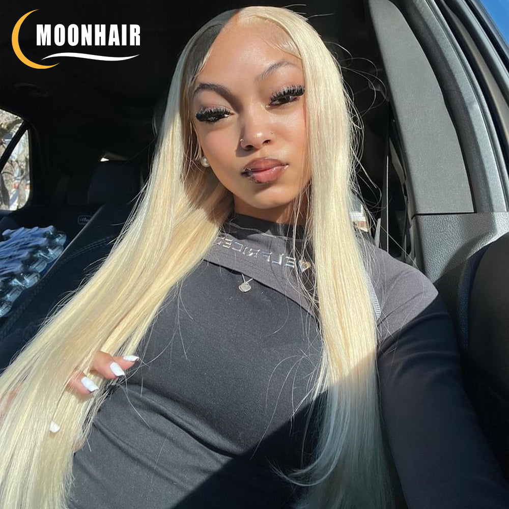 MOON HAIR 13*4 Lace Frontal 613# Straight Wave Human Hair Human Wig